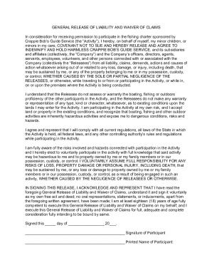 Fillable Online general release of liability and waiver of claims Fax ...