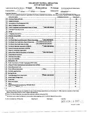 Fillable Online authorization for voluntary payroll deduction - ... Fax ...