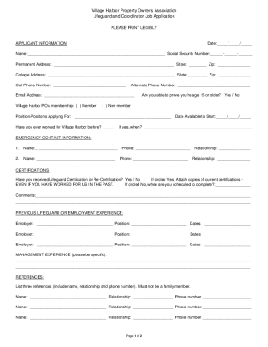 Fillable Online JOB-APPLICATION-LIFEGUARDS-and-COORDINATOR. ... Fax ...