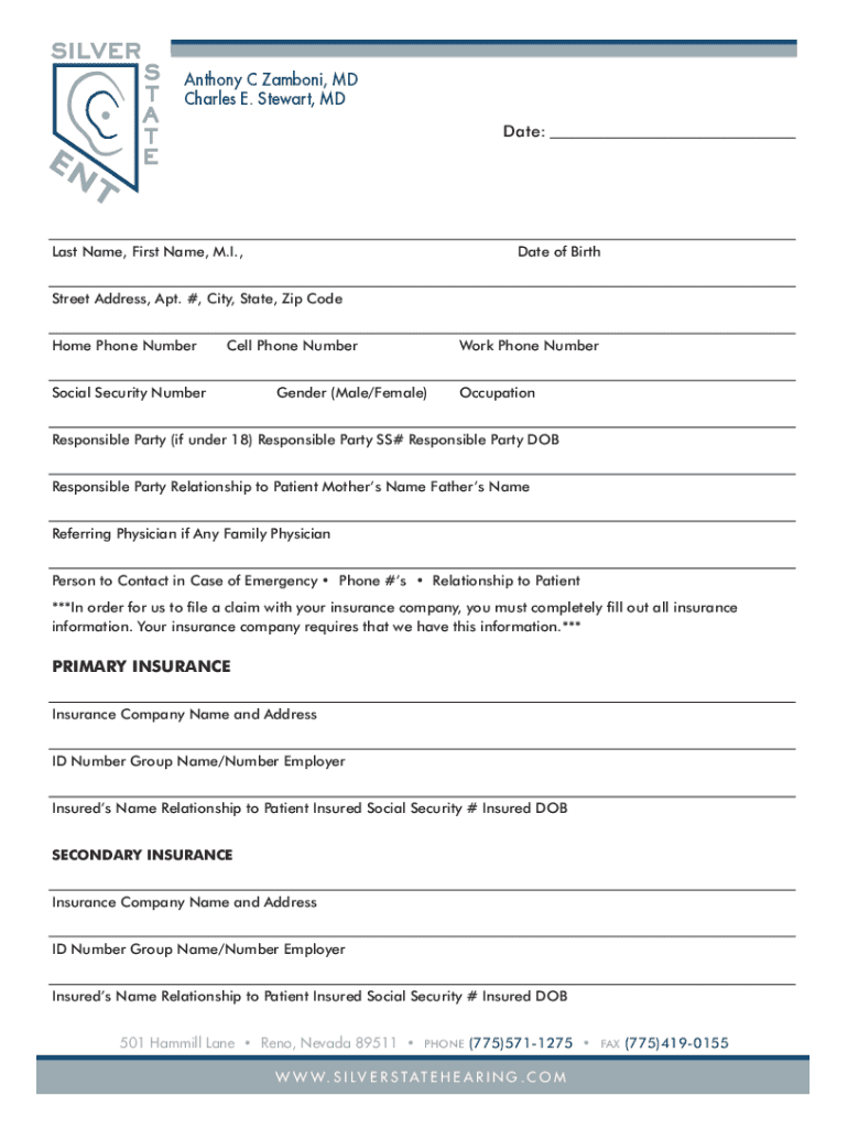 Fillable Online Silver State ENT Forms RV2 Fax Email Print - pdfFiller