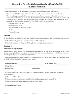 Fillable Online Collaborative Care Model (CoCM) Attestation Form ...
