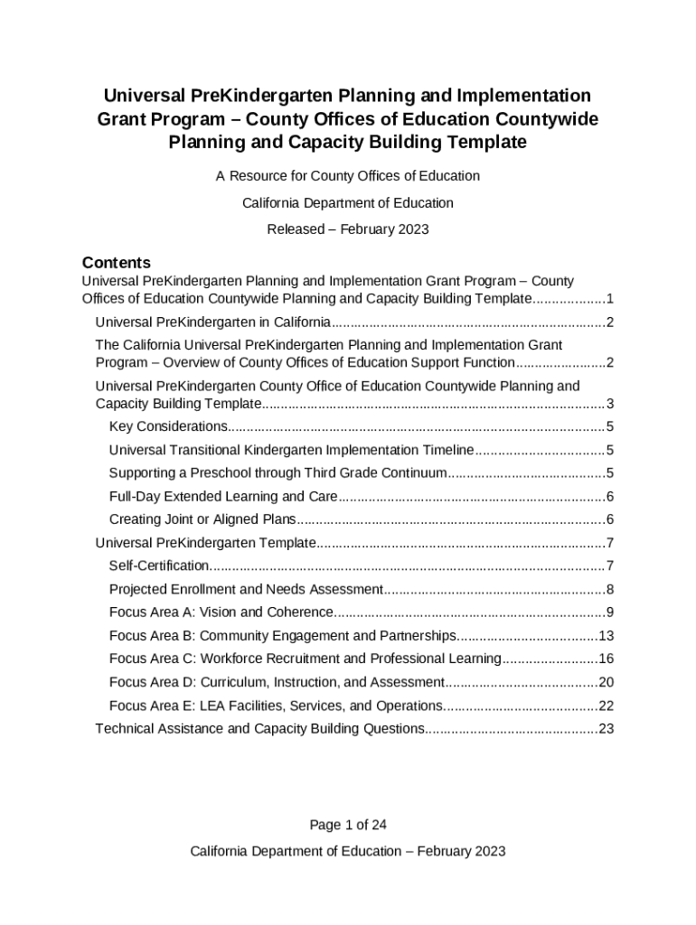 UPK COE Template - Elementary (CA Dept of Education) Doc Template ...