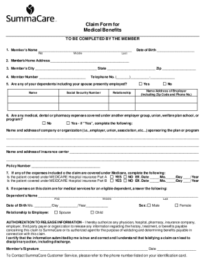 Fillable Online Claim Form for Medical Benefits Fax Email Print - pdfFiller