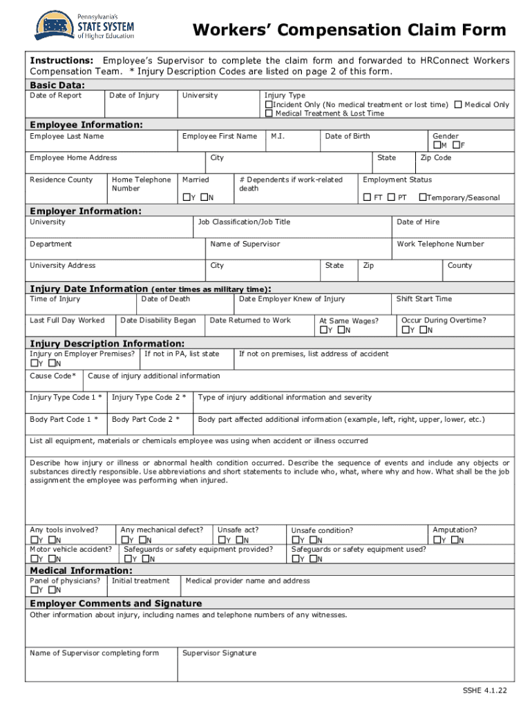 Fillable Online WC Reporting Claim Form Fax Email Print - pdfFiller