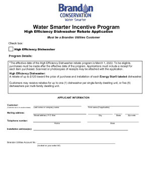 Fillable Online Water Smarter Incentive Program Form Fax Email Print - pdfFiller