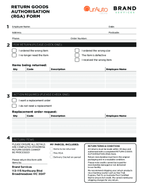 Fillable Online Returned Merchandise Authorization (RMA) and ... Fax ...