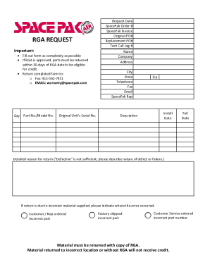 Fillable Online RGA REQUEST FORM Fax Email Print - pdfFiller
