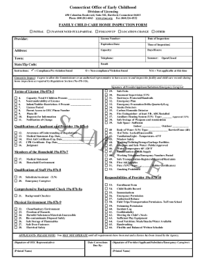 Fillable Online FAMILY CHILD CARE HOME INSPECTION FORM Fax Email Print ...