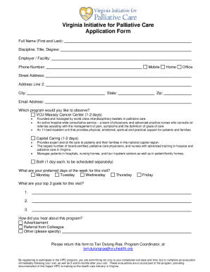 Fillable Online Virginia Initiative for Palliative Care Application ...