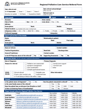 Fillable Online Regional Palliative Care Service Referral Form - COVID ...