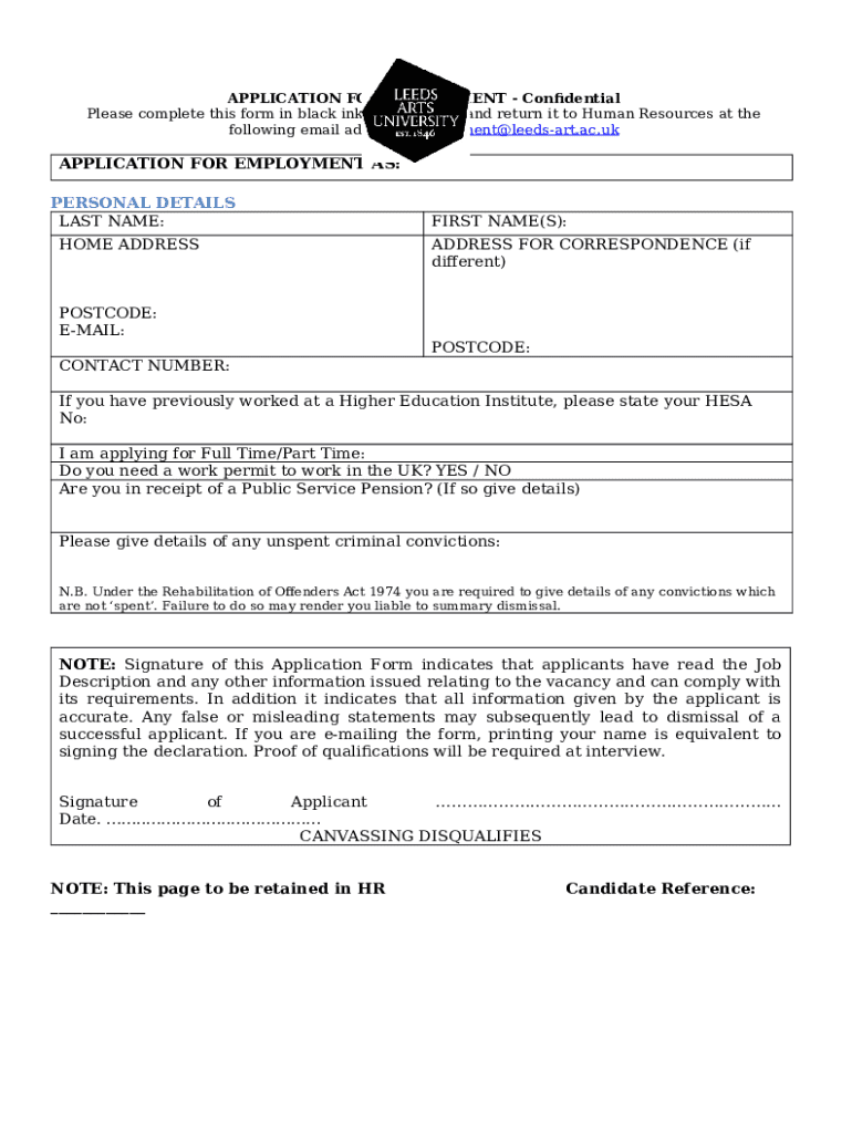 Application (Word) Doc Template | pdfFiller