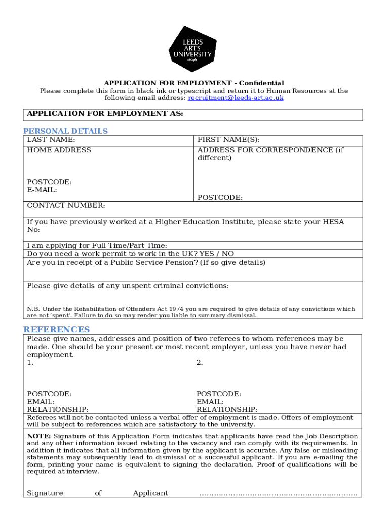 Please complete this Job Application in black ink or ... Doc Template ...