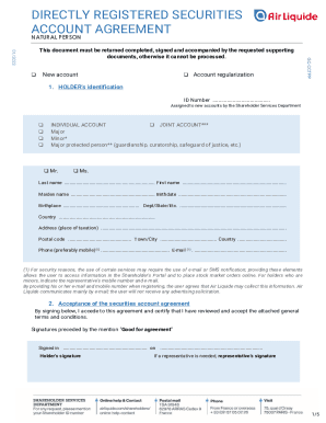 Fillable Online Pure Registered Securities Account Opening Agreement ...