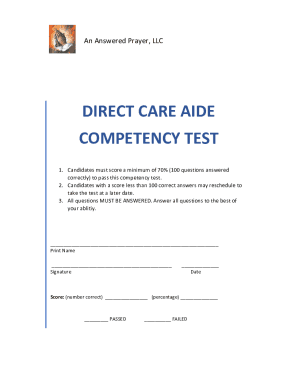 Fillable Online In-Home Aide Services Competency Testing Tools Fax ...