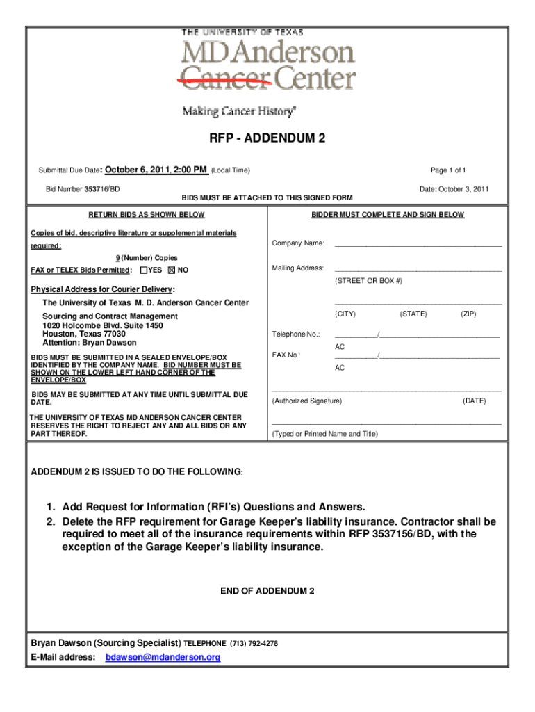 Fillable Online Addendum to Request for Proposal Fax Email Print ...