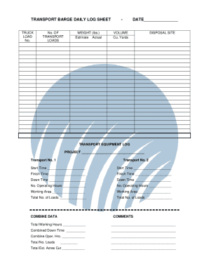 Fillable Online Transport Barge Daily Log Sheet Fax Email Print - pdfFiller