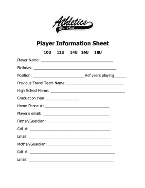 Fillable Online So Cal A's Player Info Sheet-tryouts Fax Email Print ...