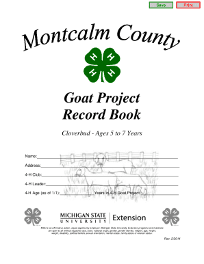 Fillable Online Fillable Online Goat Project Record Book - MSU ...