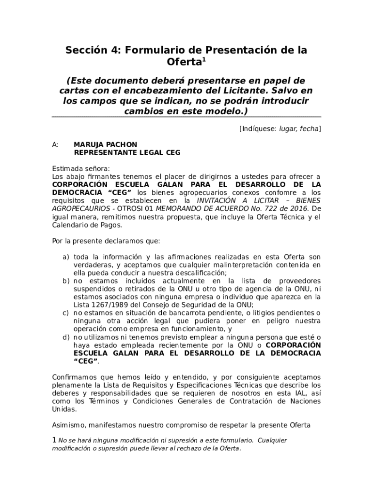 DOCUMENTOS ESTNDAR DE LICITACIN Doc Template | pdfFiller