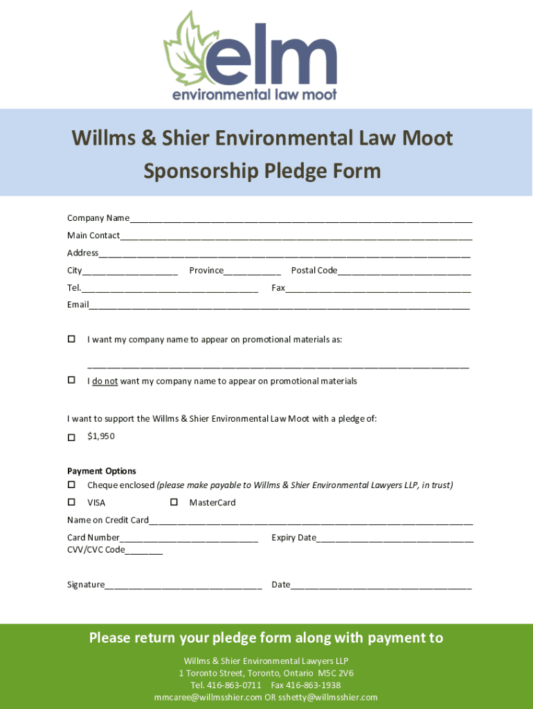 Fillable Online Willms & Shier Environmental Law Moot Sponsorship ...