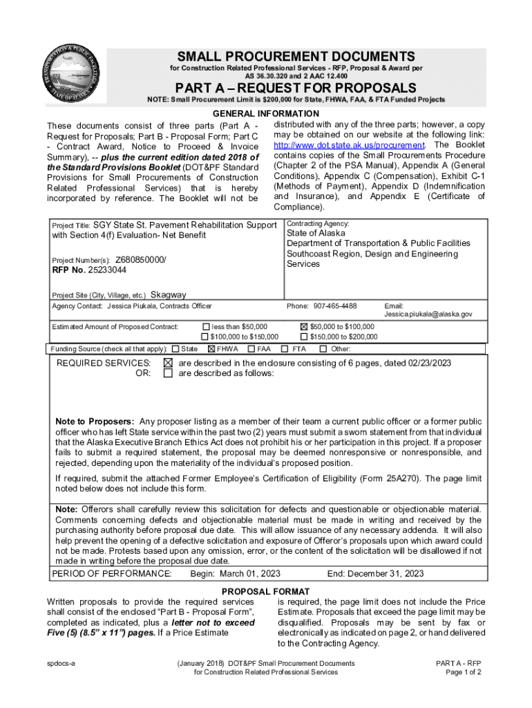 Fillable Online dot alaska REQUEST FOR PROPOSAL (RFP) Revised Fax Email Print - pdfFiller
