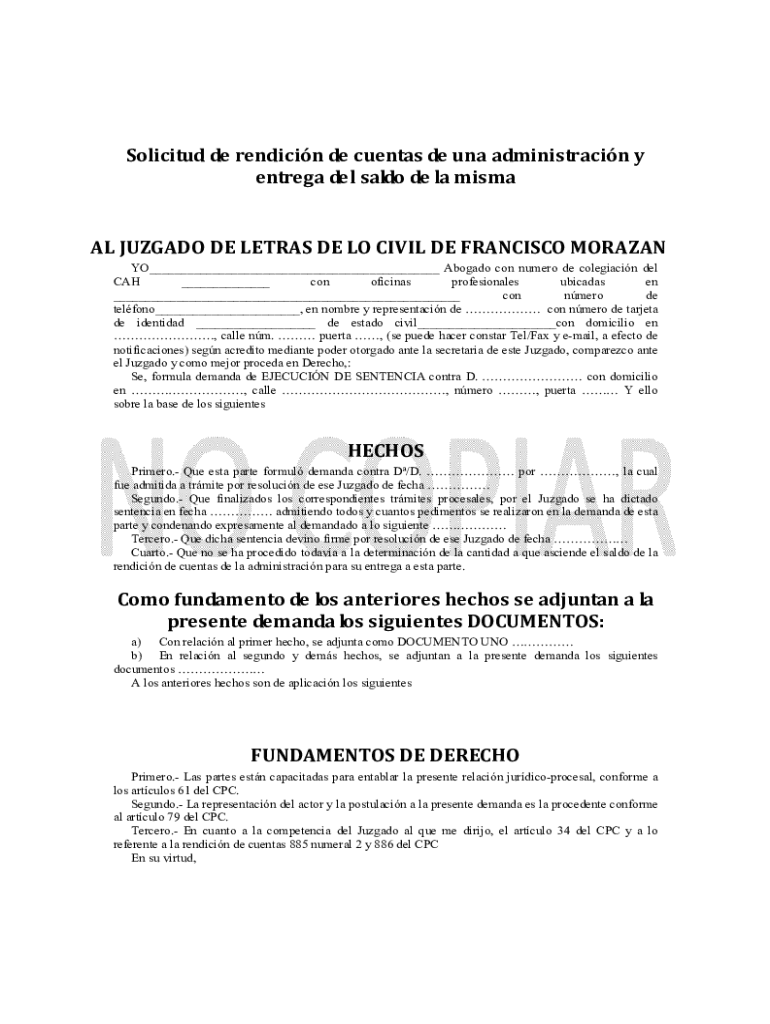 Completable En línea Solicitud de rendicin de cuentas de una administracin ... Fax Email ...