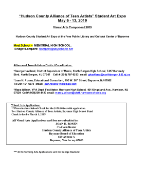 Fillable Online Hudson County Alliance of Teen Artists Student Art Expo ...