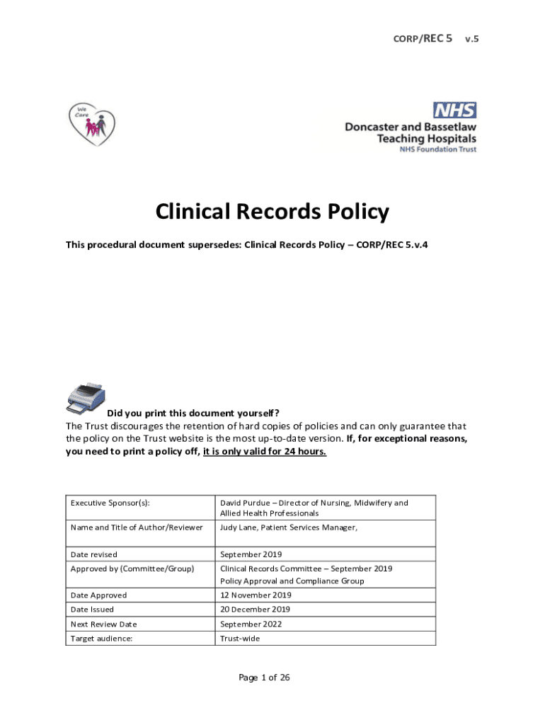 Fillable Online Legal Retention and Destruction of Hospital Patient Health ... Fax Email Print ...