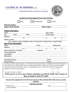 Fillable Online HOSPICE PRE-REGISTRATION FORM Fax Email Print - pdfFiller