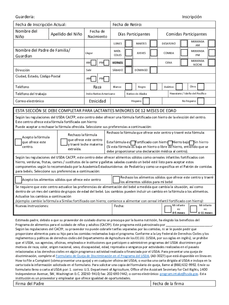 Completable En línea New Spanish Child Enrollment Form.docx Fax Email ...