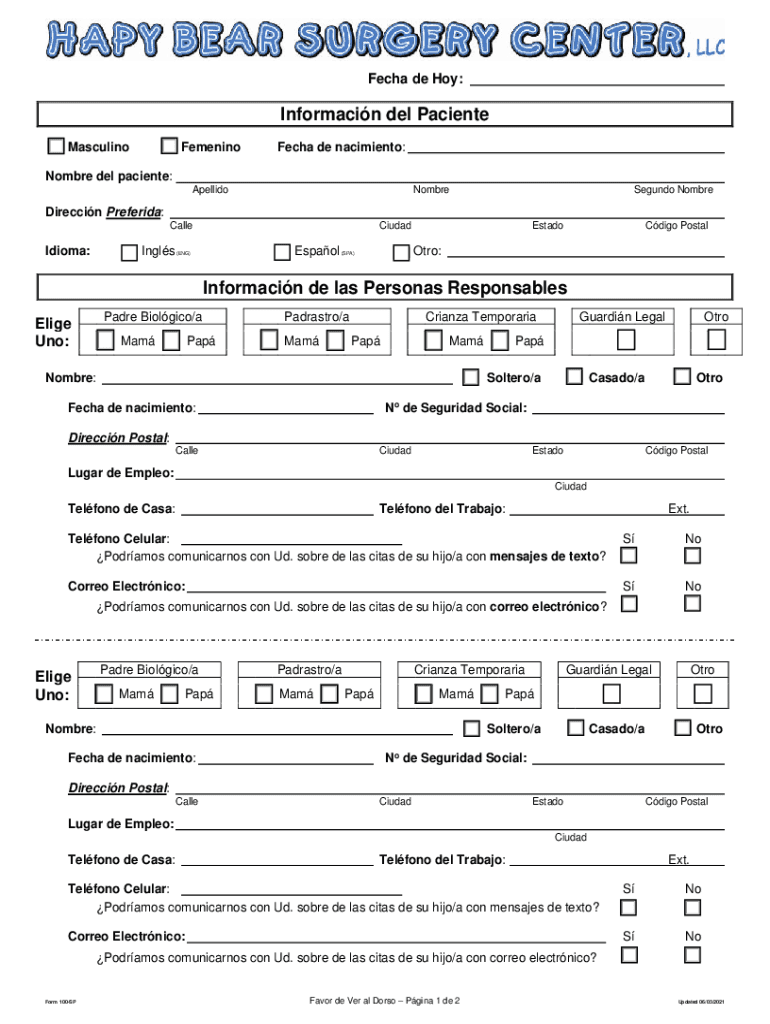 Completable En línea Informacin del Paciente Fax Email Imprimir - pdfFiller