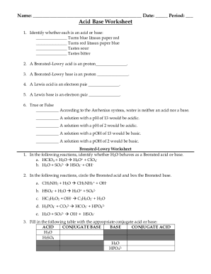 Fillable Online Solved Name: Date: Period: Acid Base Worksheet 1. Identify Fax Email Print ...