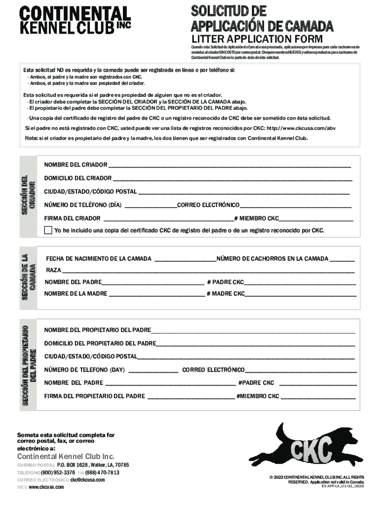 Completable En línea Litter-Application Fax Email Imprimir - pdfFiller