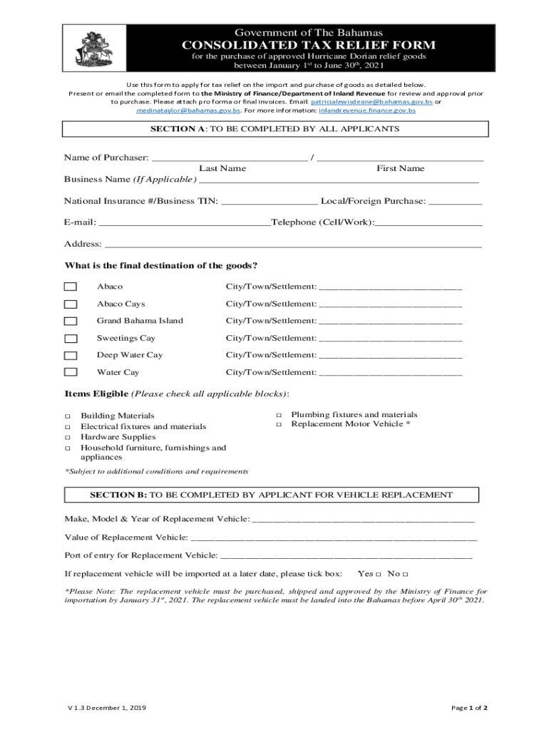 Fillable Online CONSOLIDATED TAX RELIEF FORM Fax Email Print - pdfFiller