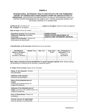 Completable En línea The International Export of Animals: Correctly ...