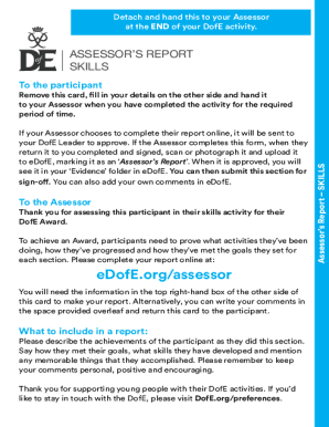 Fillable Online Assessor's Report - The Duke of Edinburgh's Award Fax Email Print - pdfFiller