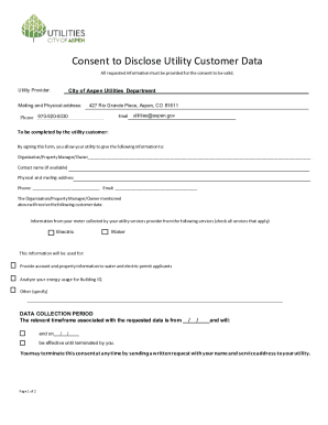 Fillable Online Colorado consent to disclose utility customer data Fax ...