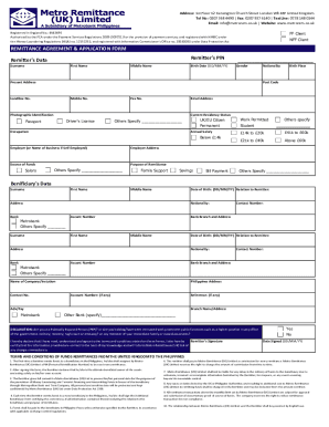 Fillable Online remittance agreement & application form Fax Email Print ...