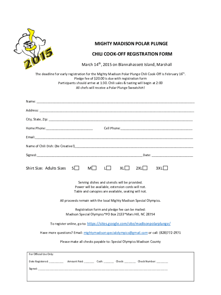 Fillable Online Printable Forms - Madison Polar Plunge Fax Email Print - pdfFiller