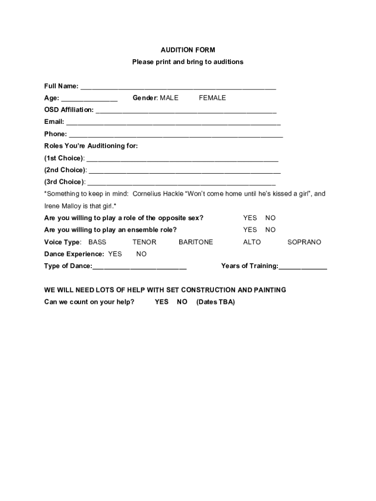 Fillable Online AUDITION FORM (1).docx Fax Email Print - pdfFiller