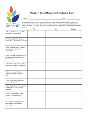 Fillable Online Quarterly Board Member Self-Evaluation Form Fax Email ...