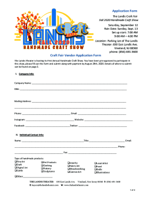 Fillable Online Application Form Craft Fair Vendor Application Form Fax ...