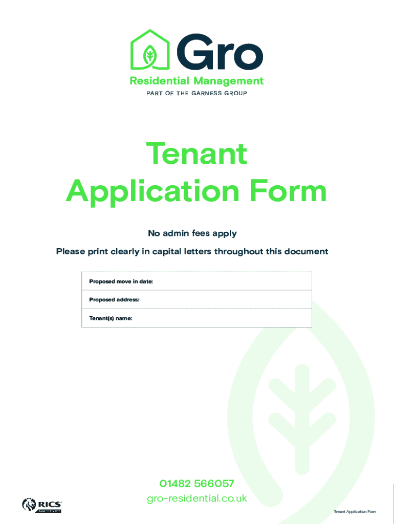 Fillable Online Tenant Application Form Tenant Application Form Fax ...