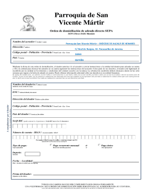 Completable En línea ORDEN DE DOMILICIACION DE ADEUDO DIRECTO SEPA Fax ...