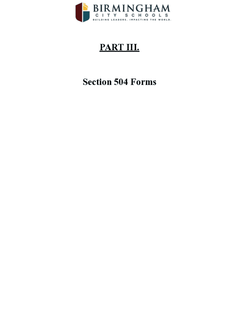 Completable En línea PART III. Section 504 Forms Fax Email Imprimir ...