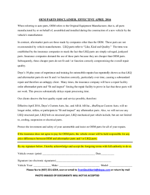 Fillable Online Fillable Online aftermarket disclaimer - Dayas Custom ...