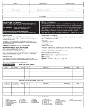 Fillable Online MERCHANDISE RETURN FORM Fax Email Print - pdfFiller