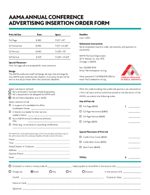 Fillable Online AAMA Annual Conference Advertising Insertion Order Form ...