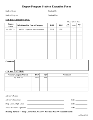Fillable Online Degree Progress Student Exception Form Fax Email Print - pdfFiller