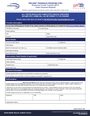 Fillable Online Electronic Funds Transfer (EFT) Claim Payment Request ...